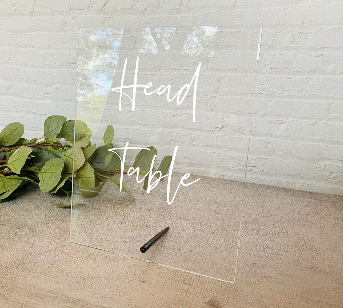 Head Table Acrylic Wedding Table Sign Reserved Table Sign - Etsy