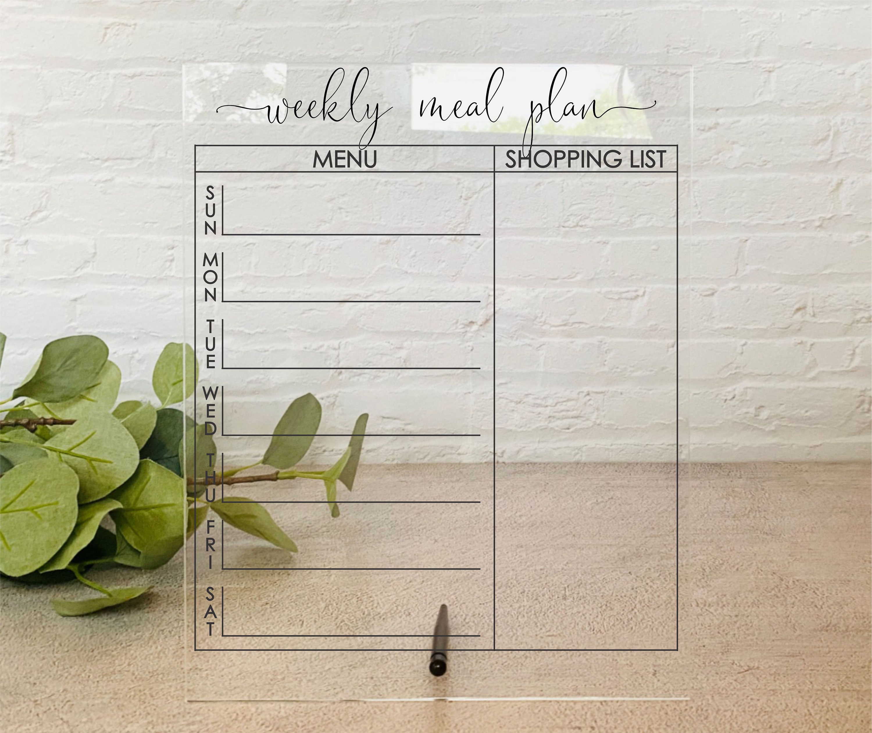 Acrylic Menu Planner Board for Countertop Dry Erase Board - Etsy