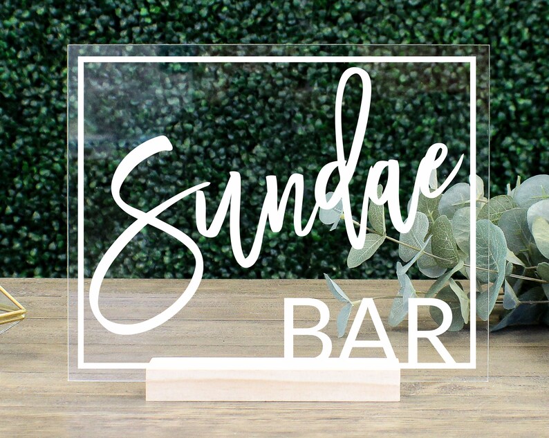 Sundae Bar Table Sign Acrylic Wedding Sign ice cream kids | Etsy