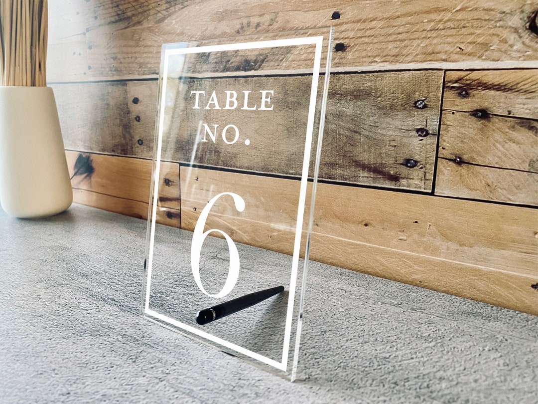 Wedding Table Numbers With Holders || Clear Acrylic Modern Minimalist ...