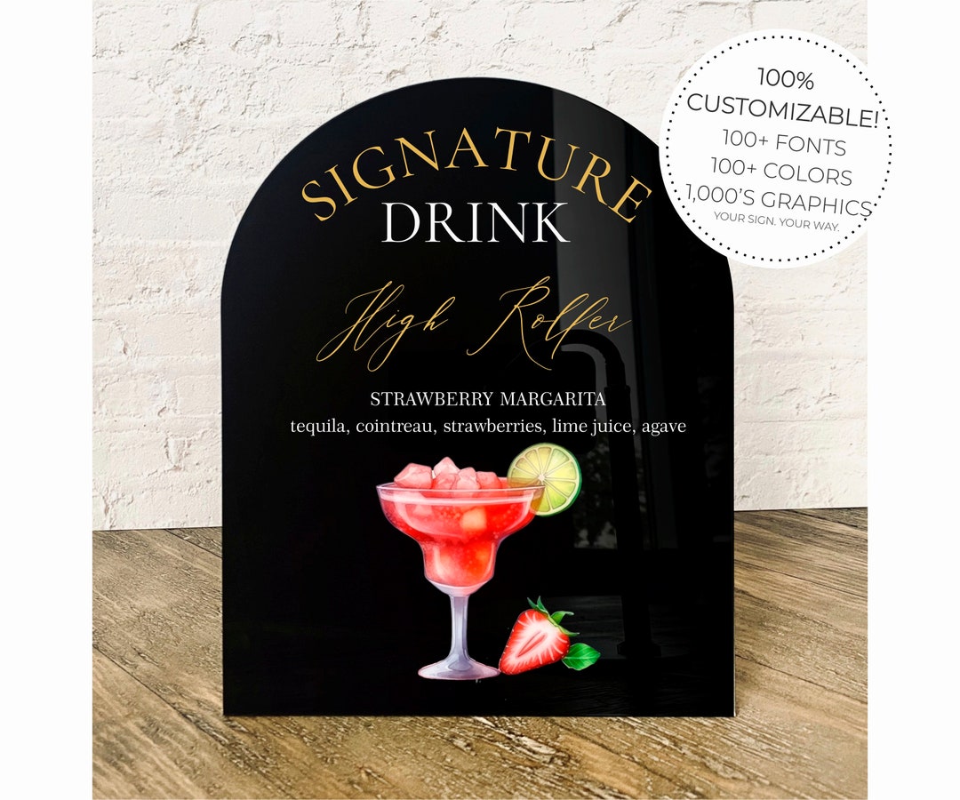 Signature Drinks Bar Arch Sign Custom Acrylic Wedding Sign Personalized ...