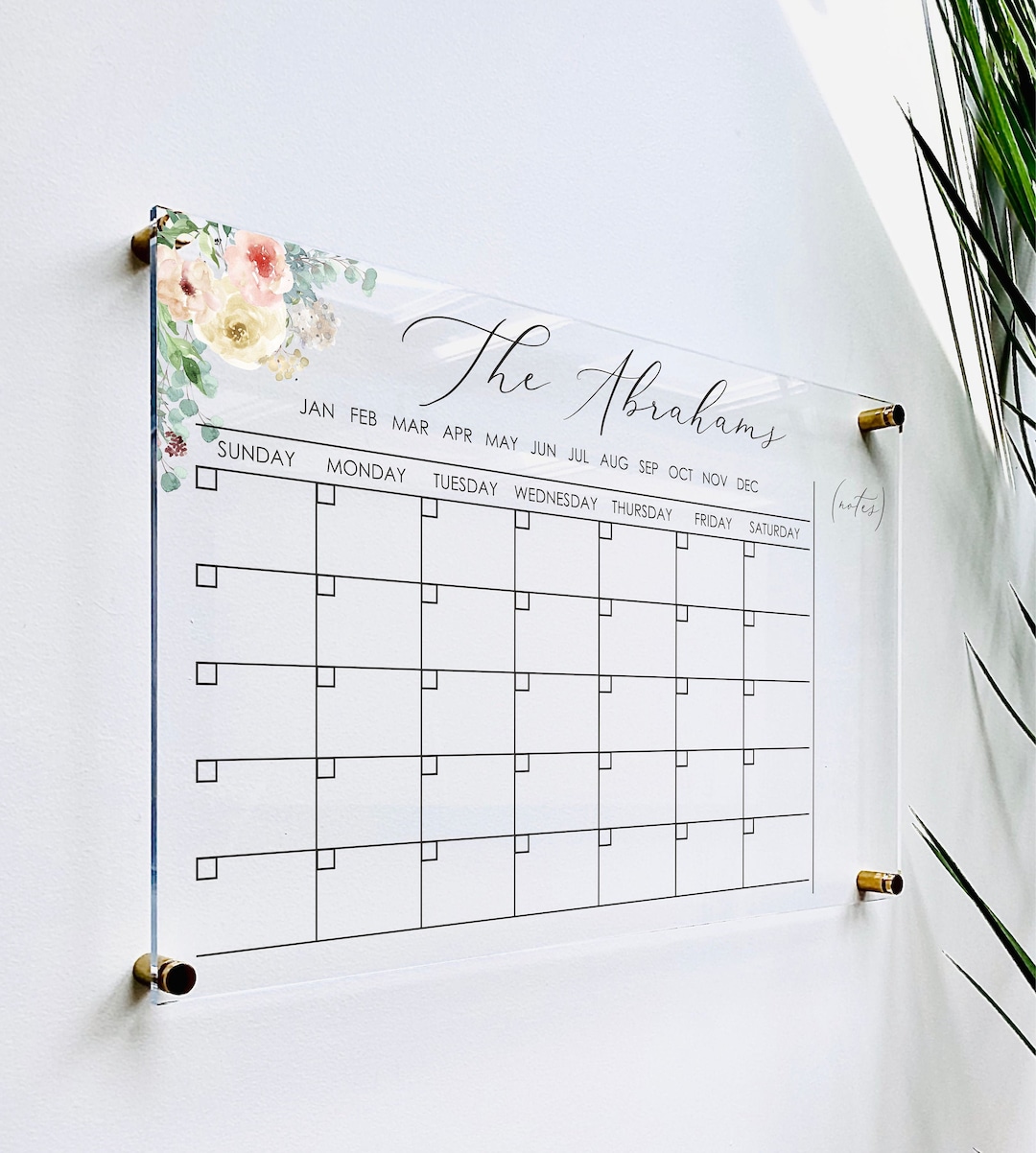 Acrylic Monthly Calendar for Wall || Custom Dry Erase Family Planner ...