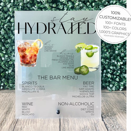 Frosted Acrylic Arch Bar Menu Signature Drink Sign Custom - Etsy