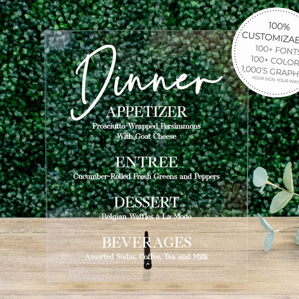 Clear Menu Cards - Etsy