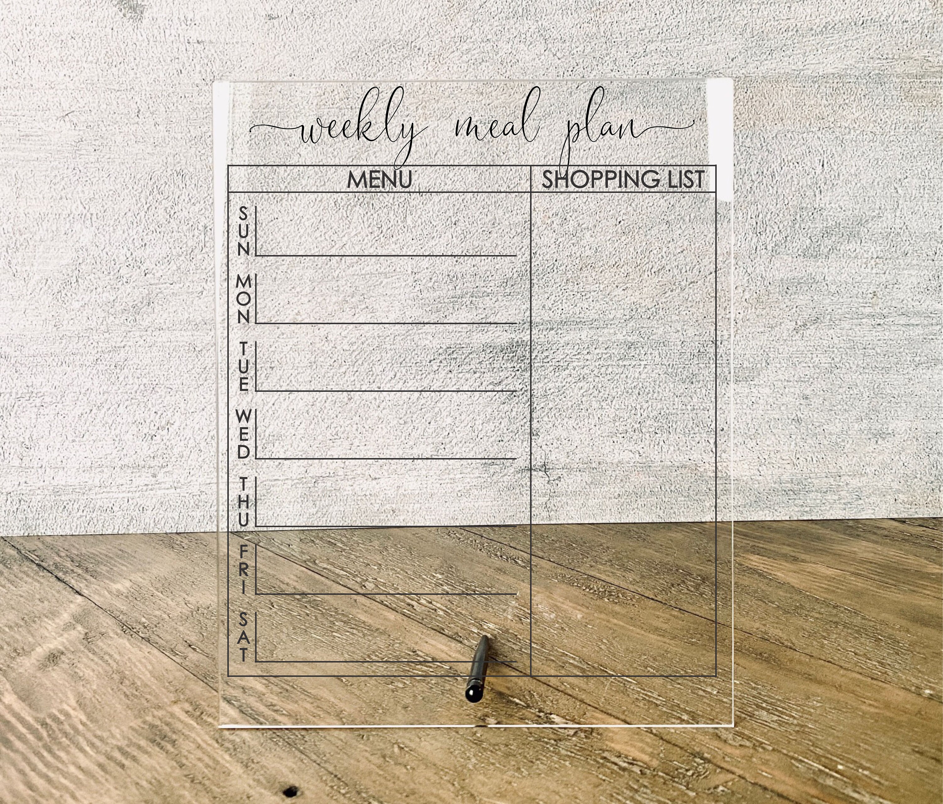 Acrylic Menu Planner Board for Countertop 8x10 - Etsy