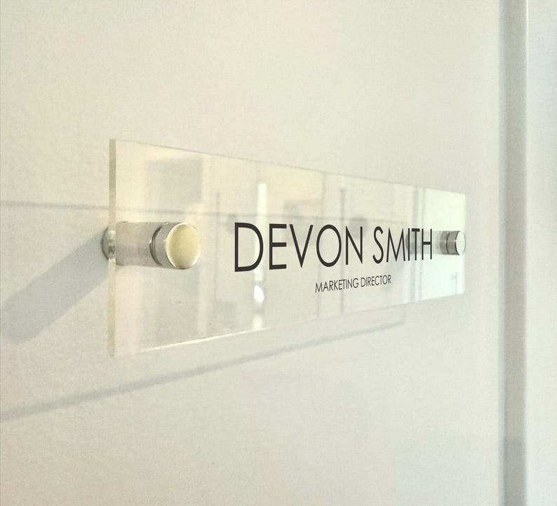Custom Office Sign – Acrylic Name Plate or Suite Number With Standoffs ...