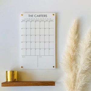 Personalized Acrylic Calendar for Wall Ll Dry Erase Board White ...