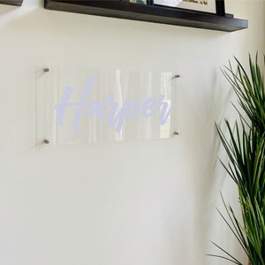 Custom Acrylic Name Sign Nursery Wall Girl Boy Baby Last Name Sign ...