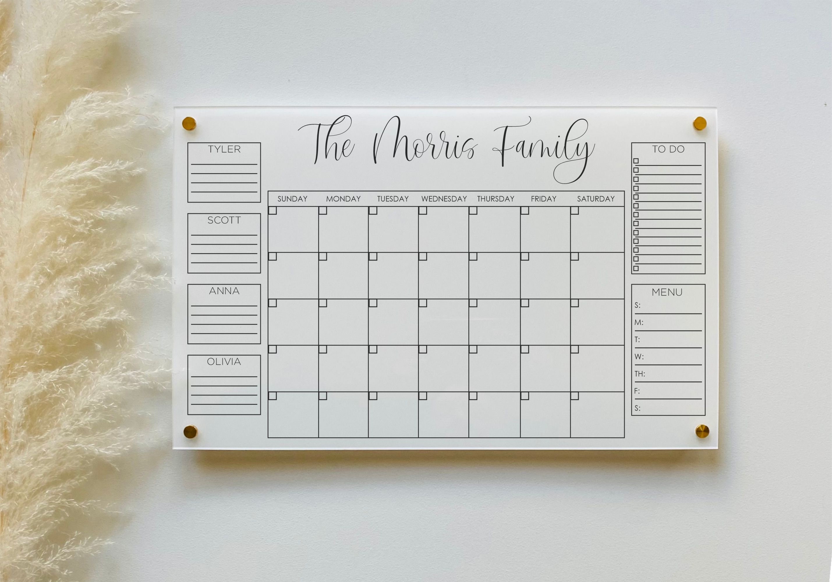 Personalized White Acrylic Calendar for Wall Office Dry | Etsy