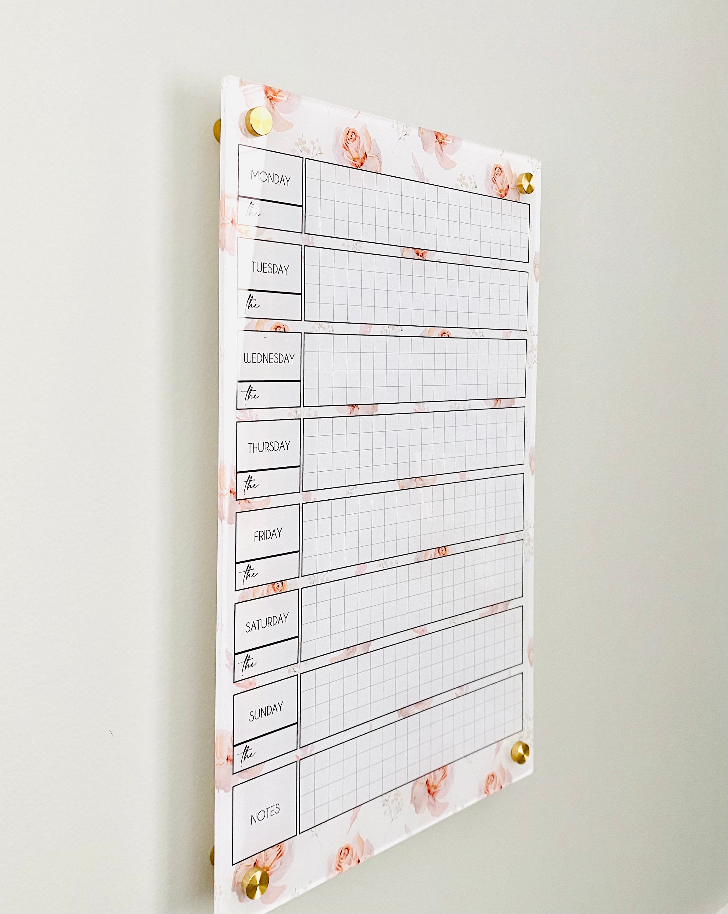 Acrylic Weekly Calendar Board For Wall family command | Etsy