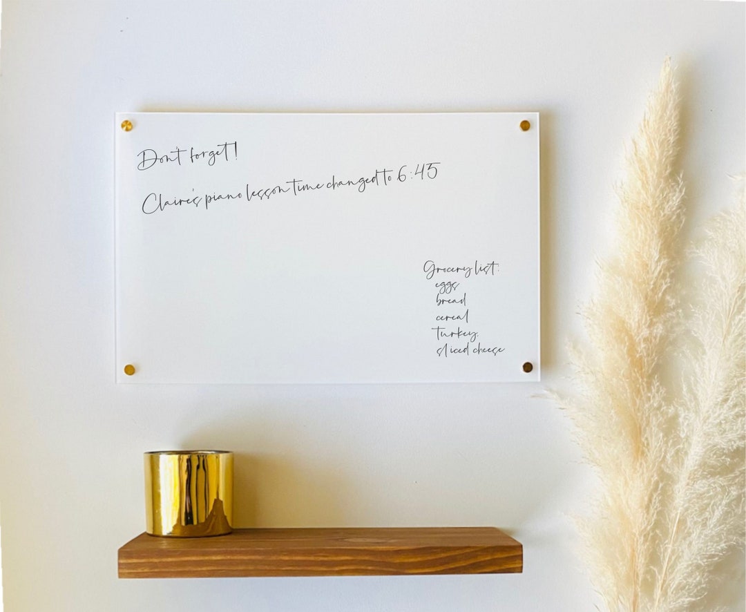 Blank White Acrylic Dry Erase Writing Board With Standoffs || Wall ...