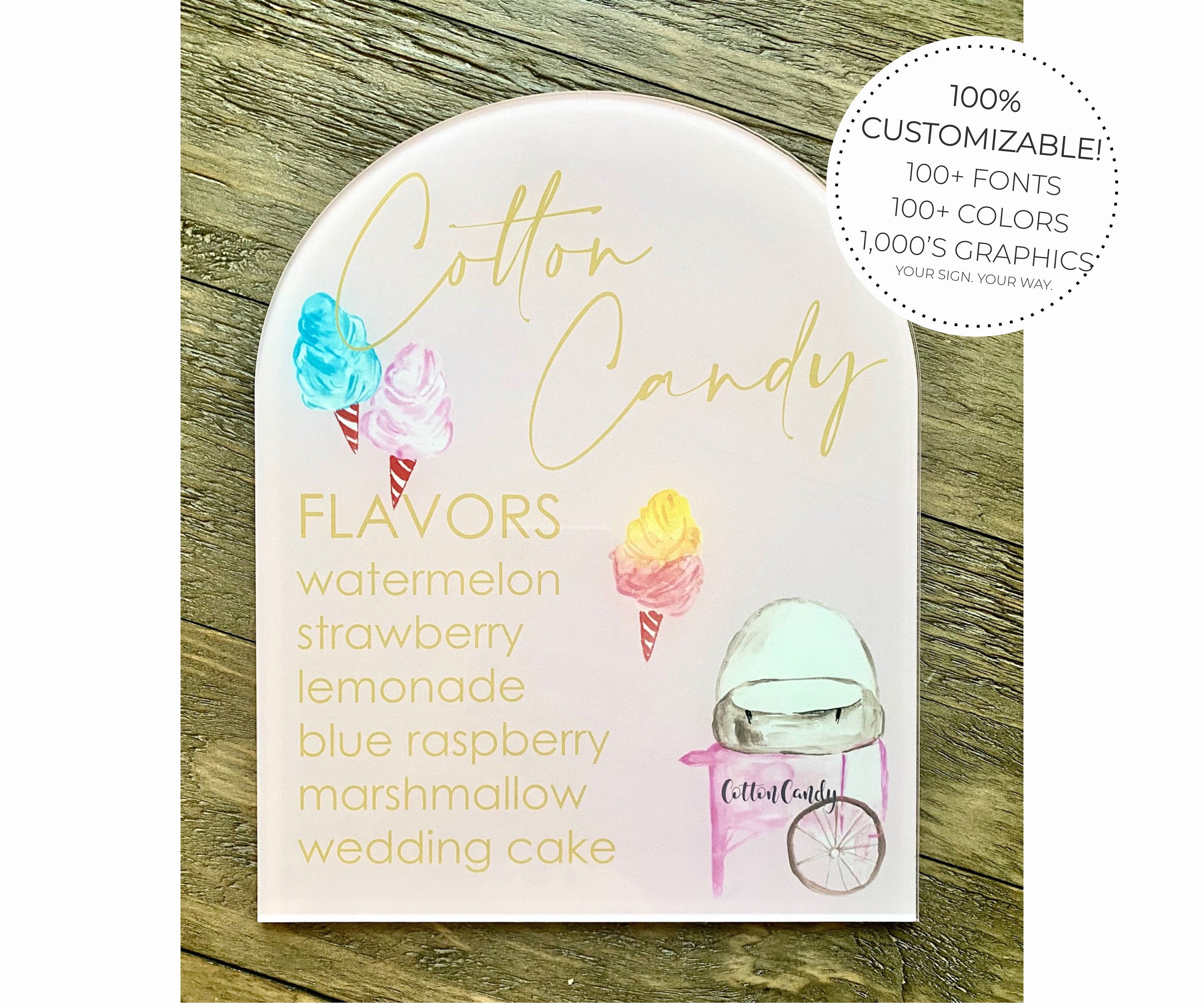 Custom Cotton Candy Sign custom buffet wedding acrylic sign | Etsy