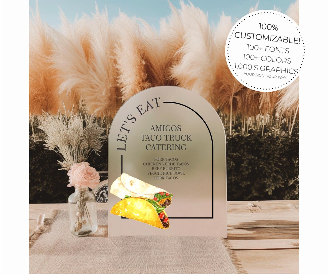 Arch Menu Table Sign || Custom Acrylic Wedding Sign Late Night Bites ...