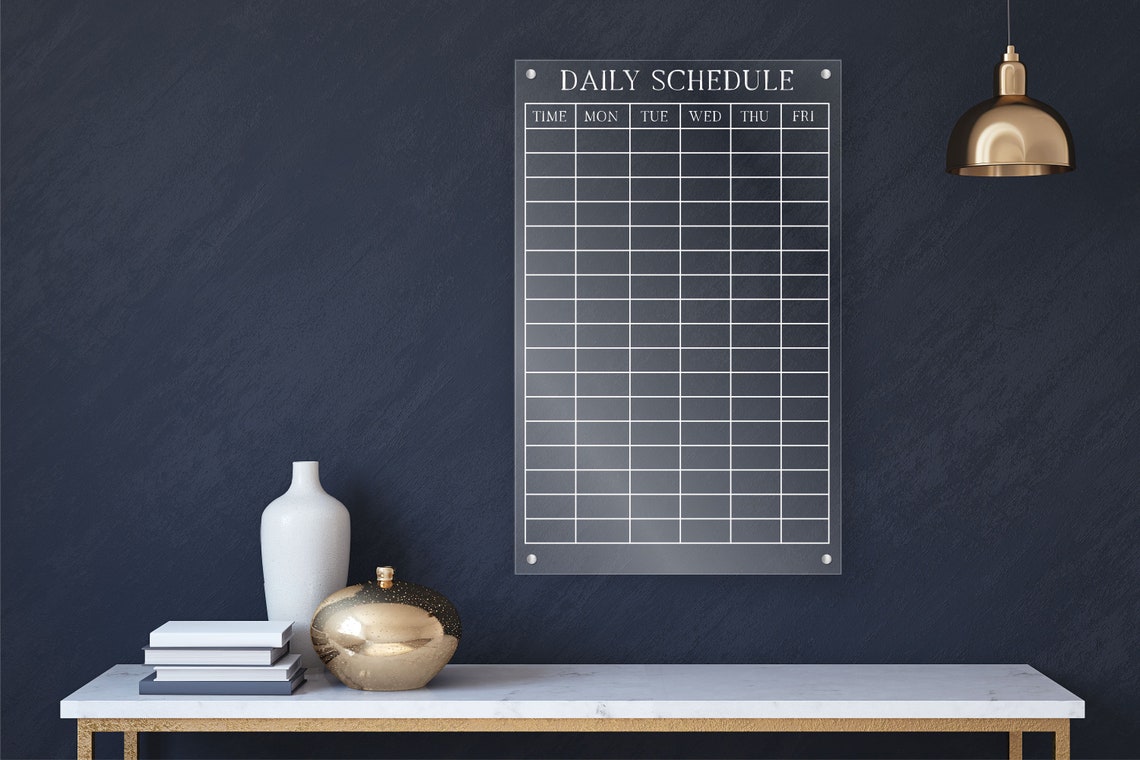 Acrylic Daily Schedule Board For Wall family command center | Etsy