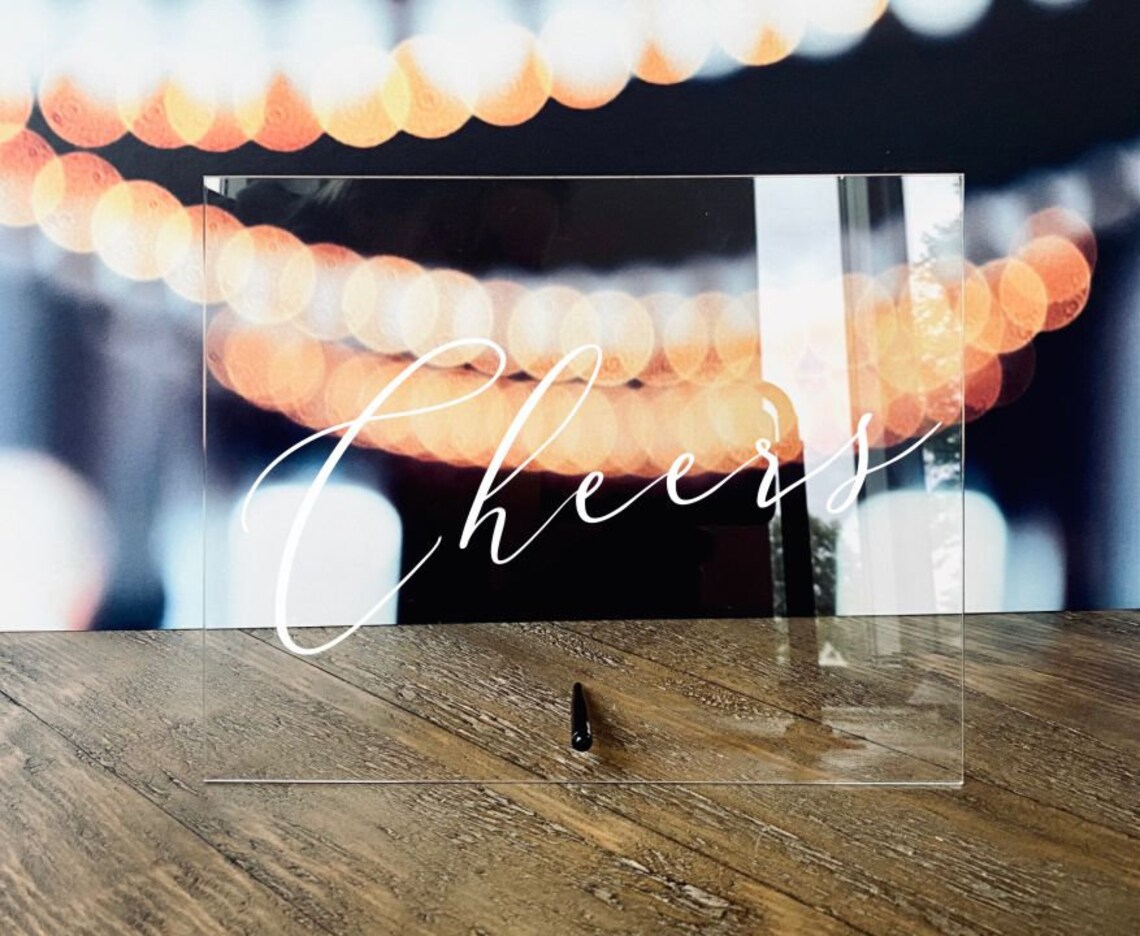 Cheers Bar Sign Acrylic Wedding Sign Bubbly Bar Champagne | Etsy