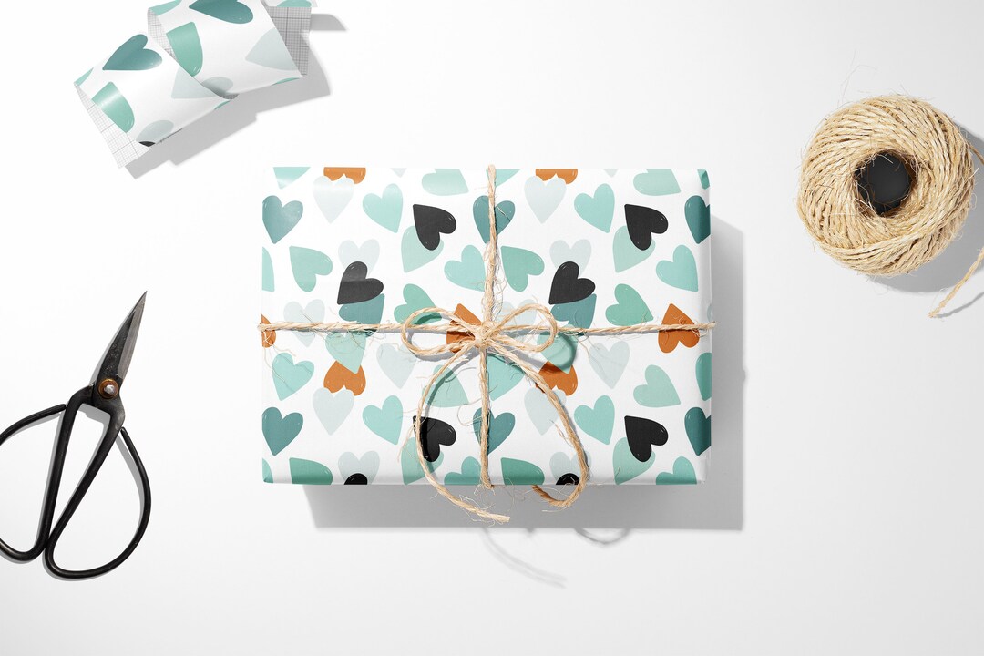 Heart Gift Wrap Christmas Wapping Paper Birthday Bridal Baby Shower ...