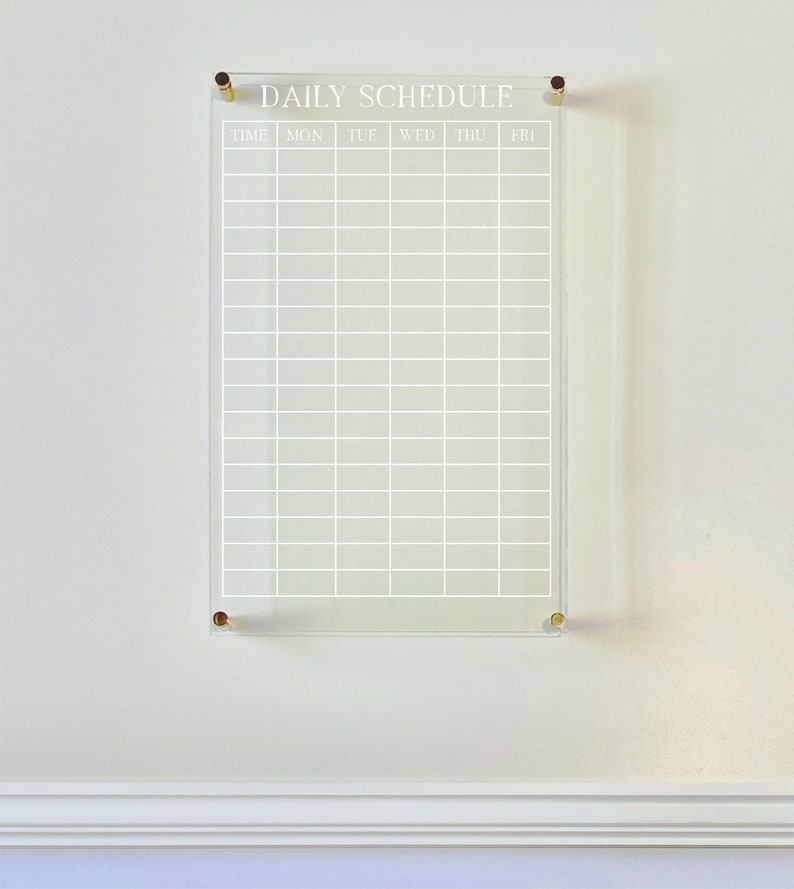 Acrylic Daily Schedule Board For Wall family command center | Etsy