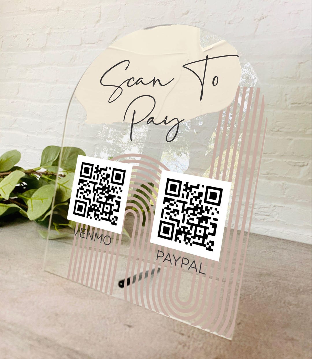 Arch Scannable QR Code Payment Table Sign || Frosted Acrylic Business ...