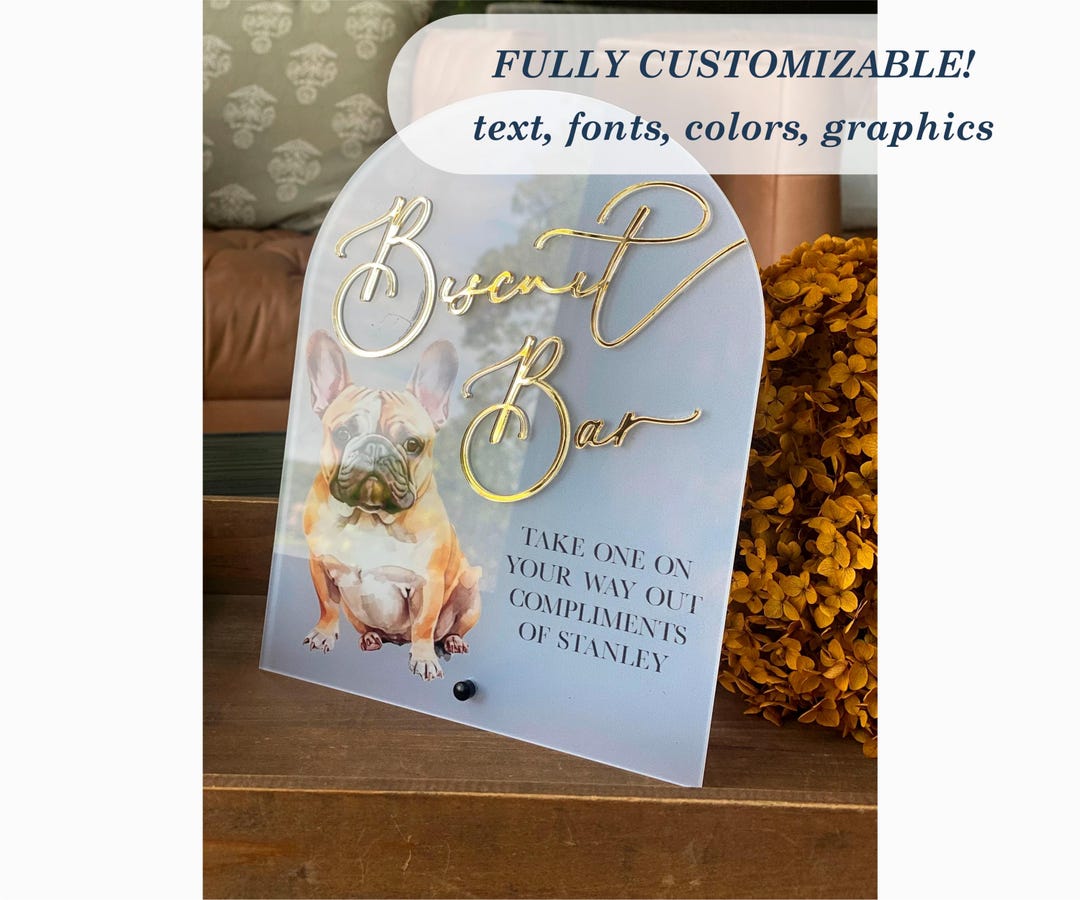 3D Gold Mirrored Acrylic Biscuit Bar for Dogs Arch Wedding Sign ...