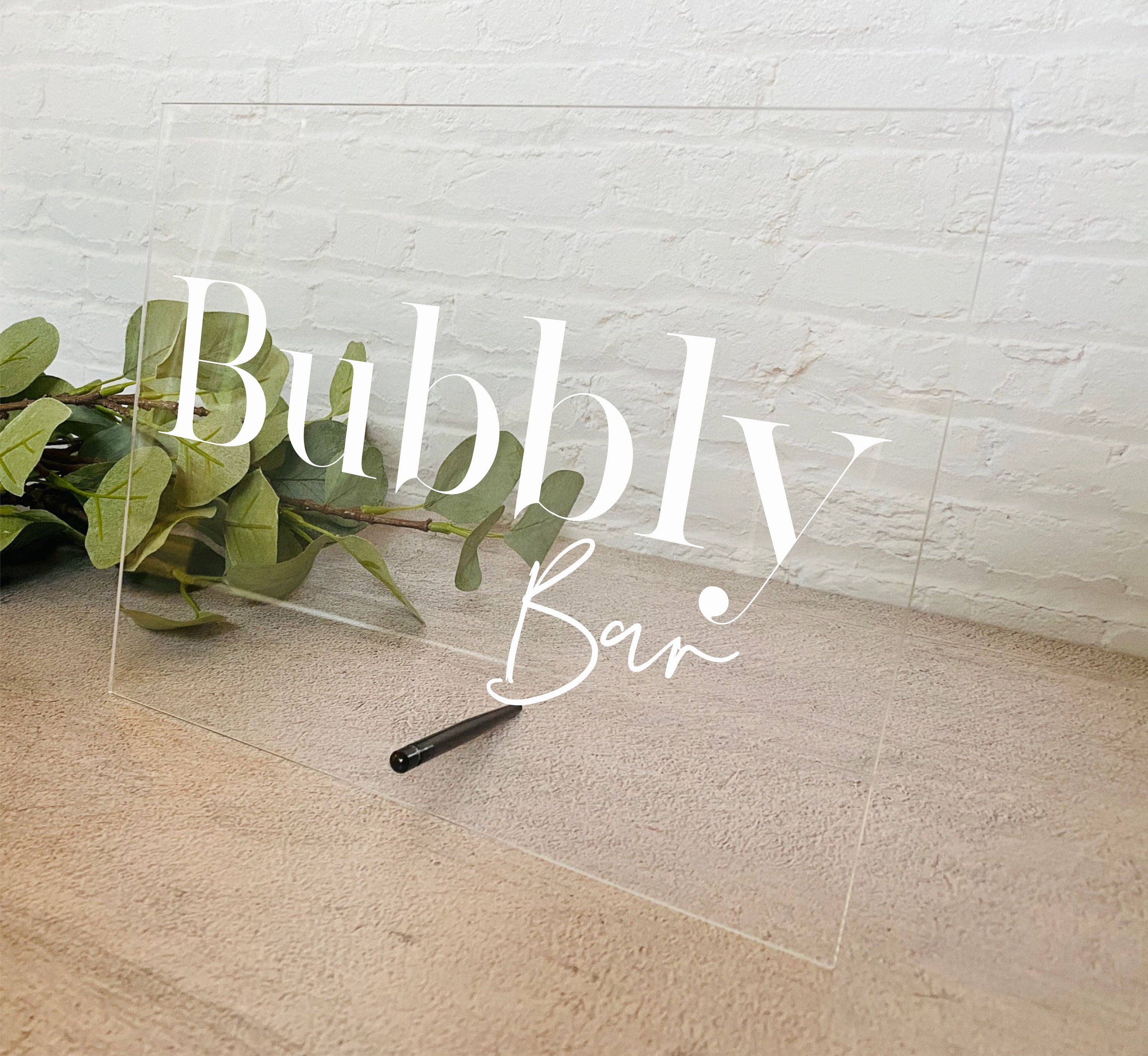 Bubbly Bar Table Sign Clear Acrylic Wedding Sign Champagne - Etsy