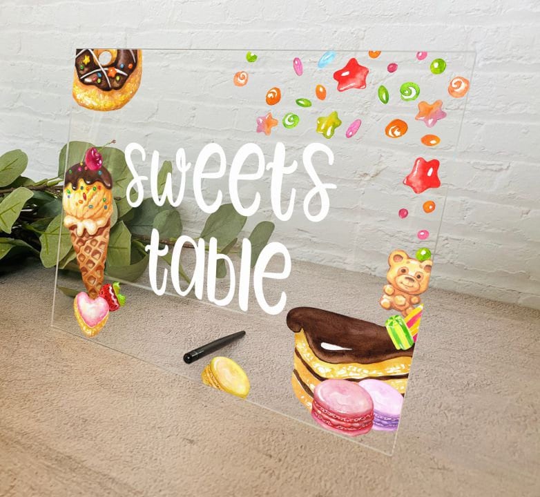 Sweets Bar Table Sign Acrylic Wedding Sign Desserts Bar - Etsy