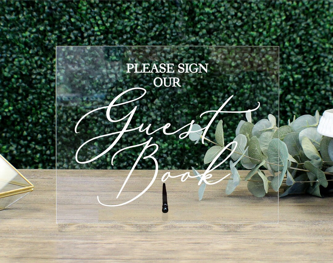 Guest Book Table Sign Acrylic Wedding Sign Calligraphy Clear Wedding ...