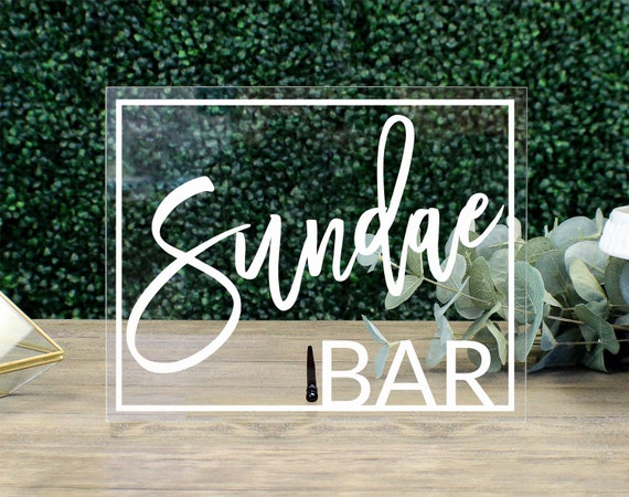 Sundae Bar Table Sign Acrylic Wedding Sign Ice Cream Kids | Etsy
