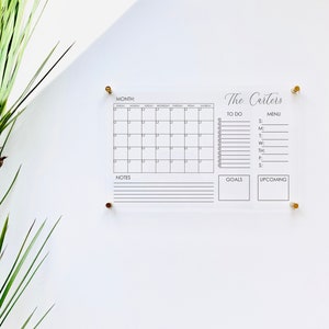Acrylic Monthly Calendar for Wall || Custom Dry Erase Family Planner ...