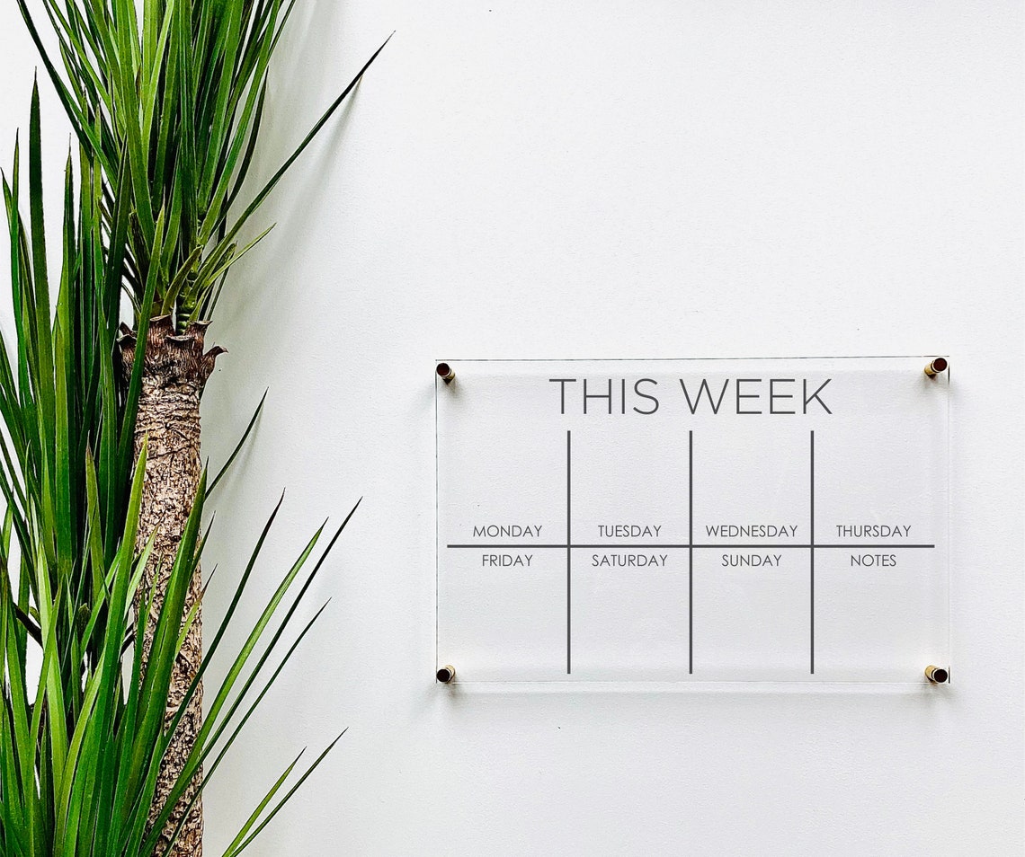 Acrylic Weekly Calendar for Wall || Custom Dry Erase Family Planner ...