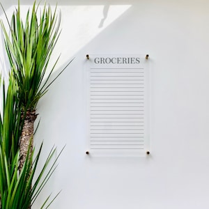 Acrylic Grocery List for Wall || Family Command Center Dry Erase Board ...
