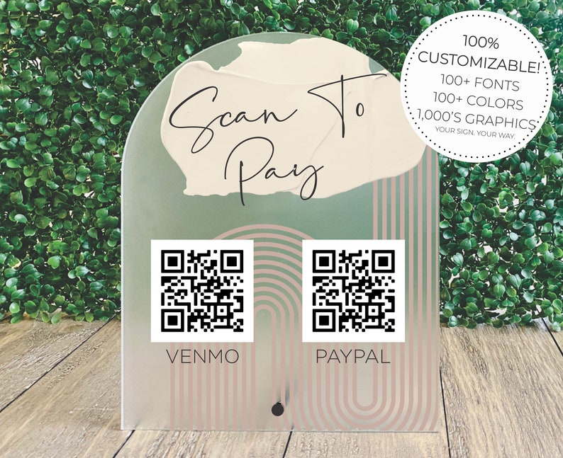Arch Scannable QR Code Payment Table Sign Frosted Acrylic - Etsy