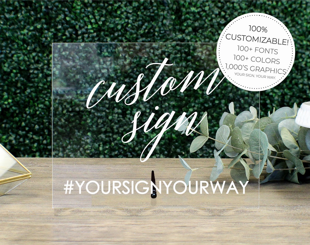 Custom Acrylic Table Sign Wedding Sign Hashtag Photo Booth Photo Guest ...