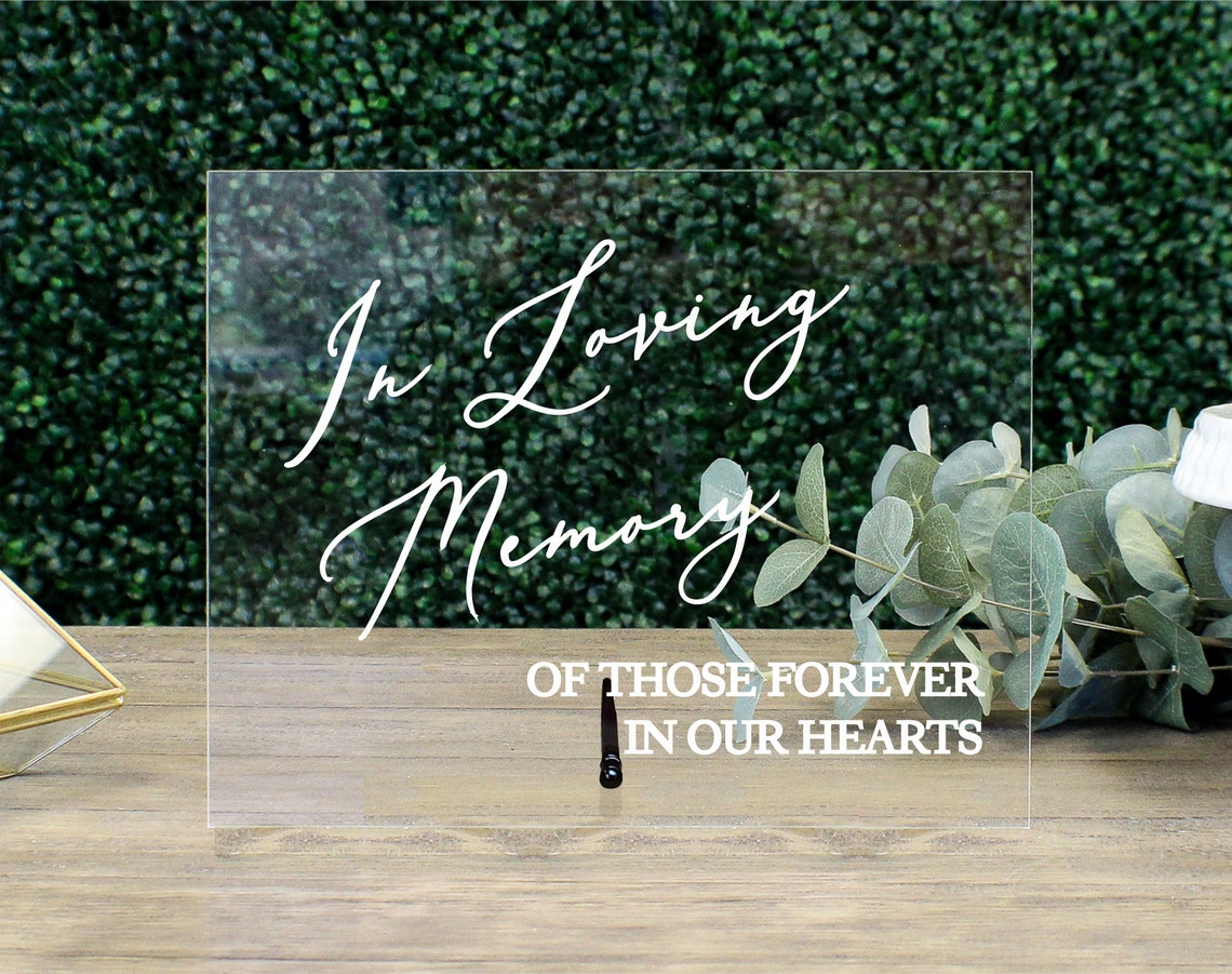 In Loving Memory Memorial Table Sign Clear Acrylic Wedding - Etsy