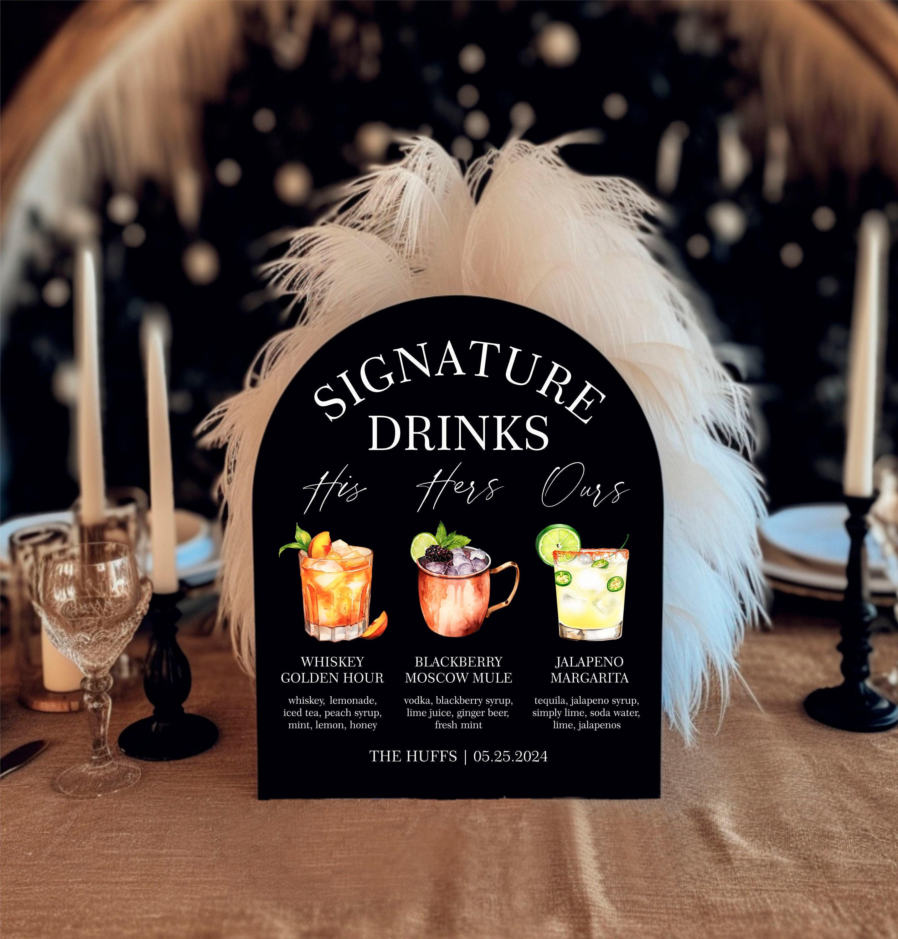 Signature Drinks Bar Arch Sign || Custom Acrylic Wedding Sign ...