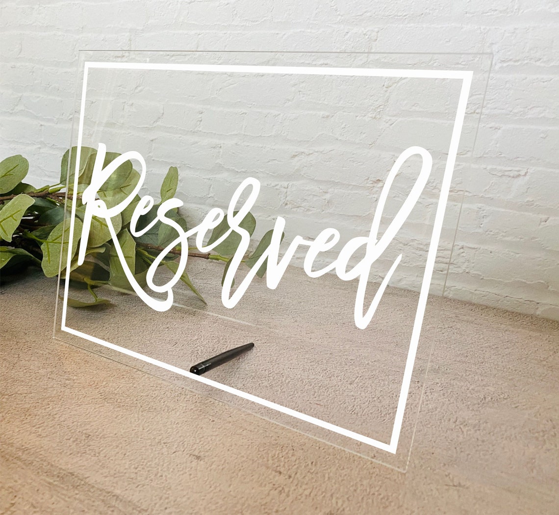 Reserved Table Sign Acrylic Wedding Sign Reserved Table - Etsy