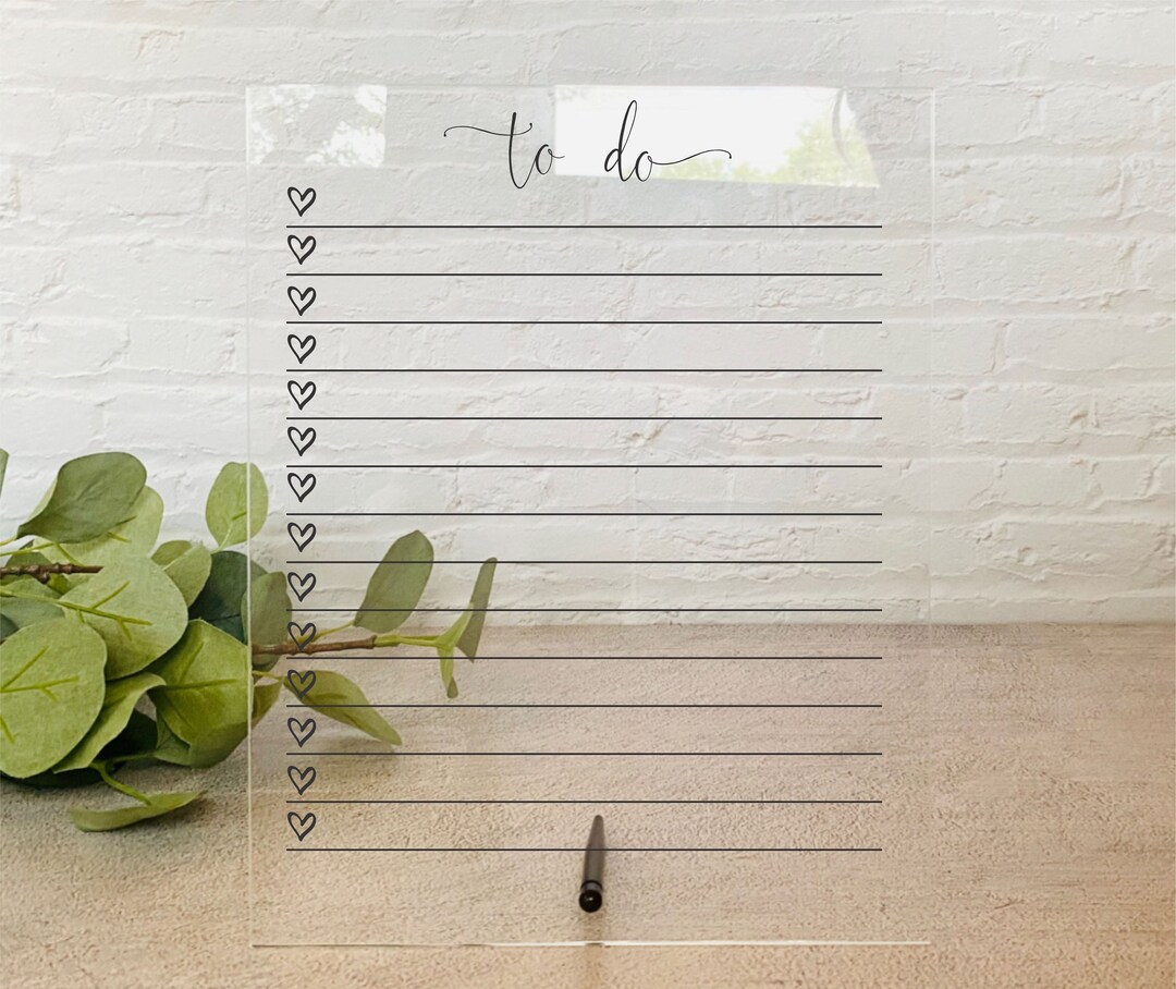 Acrylic to Do List Board for Desktop Dry Erase Board Notes Pad Clear ...