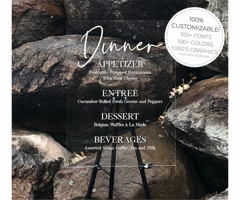 Custom Acrylic Dinner Menu Sign Clear Wedding Sign Bridal - Etsy