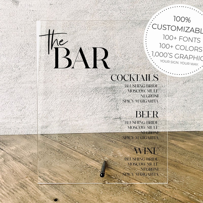 Acrylic Bar Sign - Etsy
