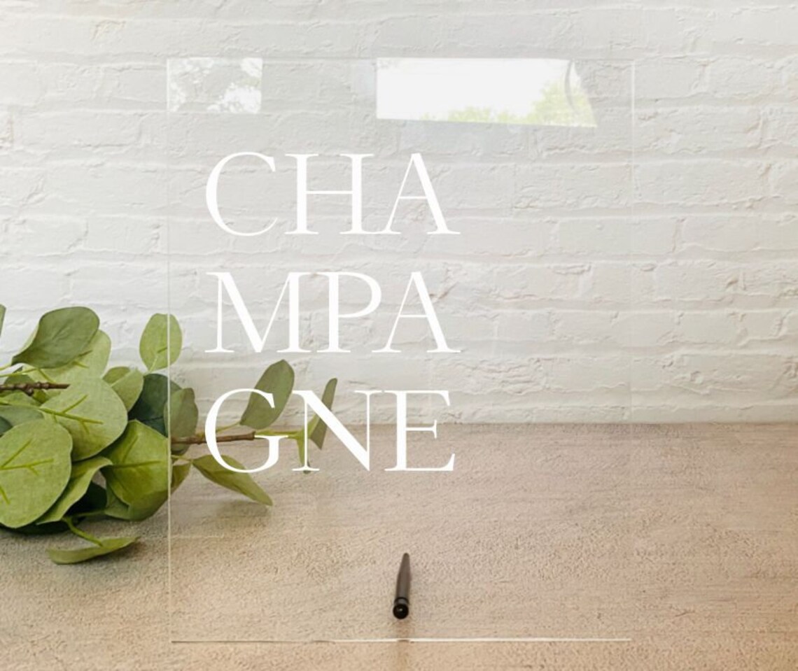 Champagne Sign Acrylic Wedding Sign Cards Table Sign Gifts - Etsy