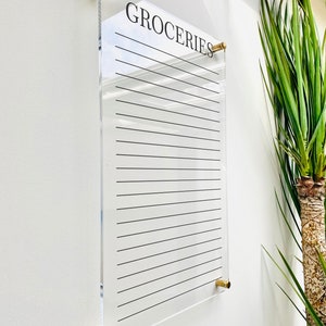 Acrylic Grocery List for Wall || Family Command Center Dry Erase Board ...