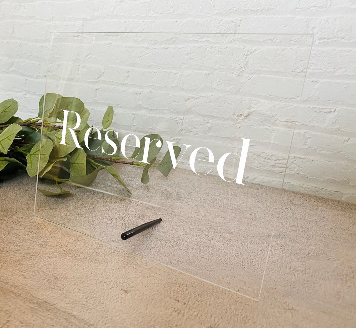 Reserved Table Sign Acrylic Wedding Sign Reserved Table - Etsy
