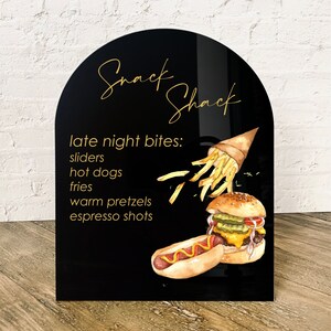 Arch Snack Table Sign Custom Acrylic Wedding Sign Late Night Bites ...