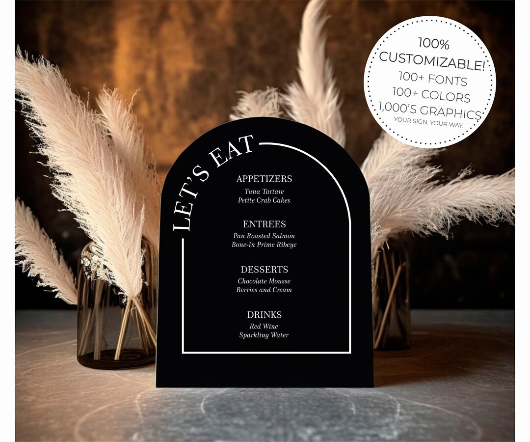 Arch Menu Table Sign Custom Acrylic Wedding Sign Late Night Bites ...