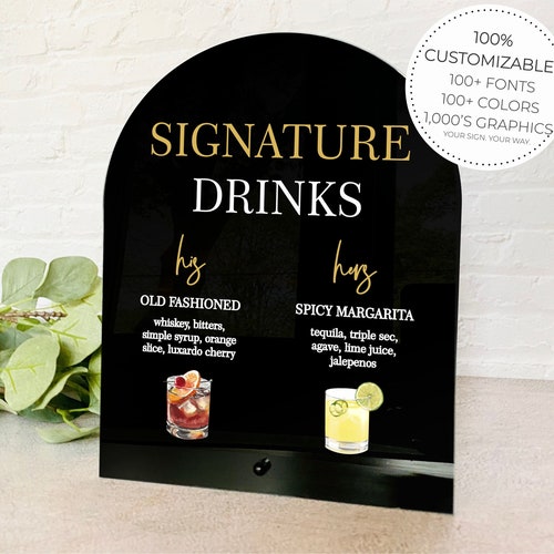 Drinks Menu Bar Menu Sign Personalized Drinks Custom - Etsy