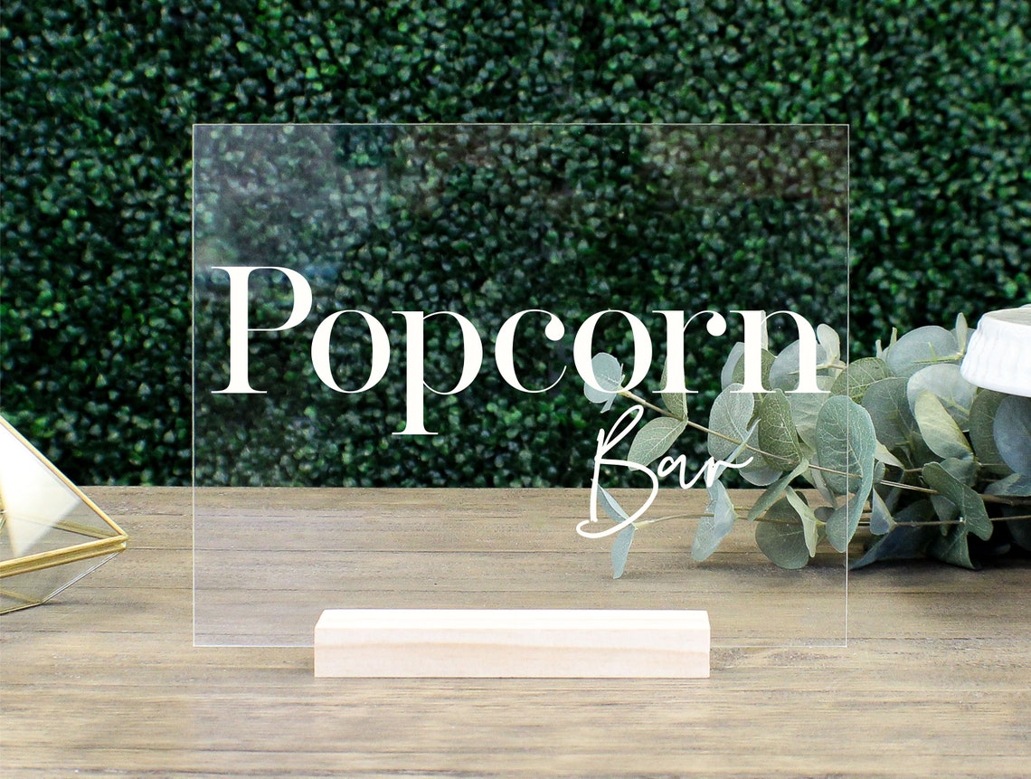 Popcorn Bar Table Sign popcorn stand station wedding bridal | Etsy