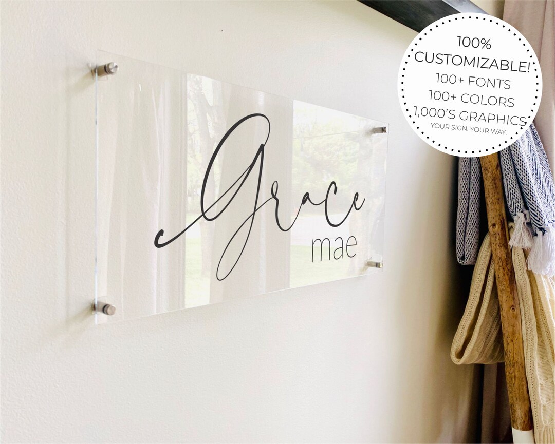 Custom Acrylic Name Sign Nursery Wall Girl Boy Baby Last Name Sign ...