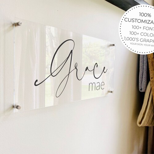 Custom Acrylic Name Sign Nursery Wall Girl Boy Baby Last - Etsy