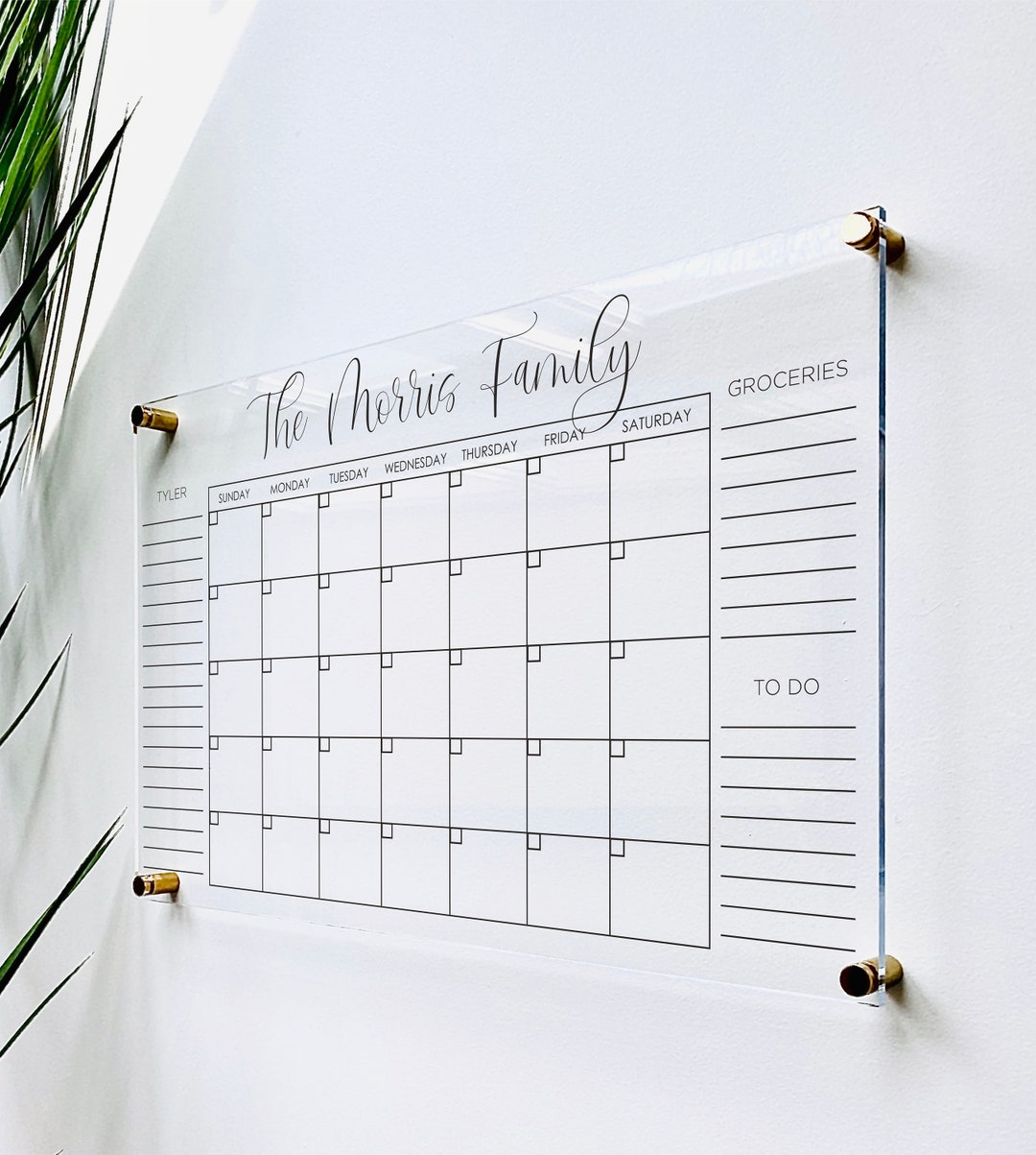 Acrylic Monthly Calendar for Wall || Custom Dry Erase Family Planner ...