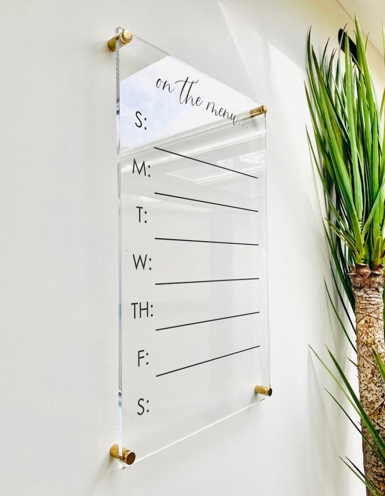 Acrylic Menu Board for Wall || Dry Erase Board Clear Acrylic Calendar ...