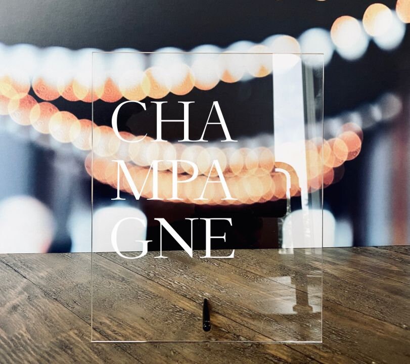Champagne Sign Acrylic Wedding Sign Cards Table Sign Gifts - Etsy